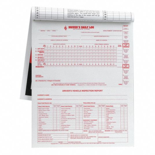 JJ KELLER, Carbonless, 2 Plies, Oil Field Drivers Logbook - 52VP60 ...