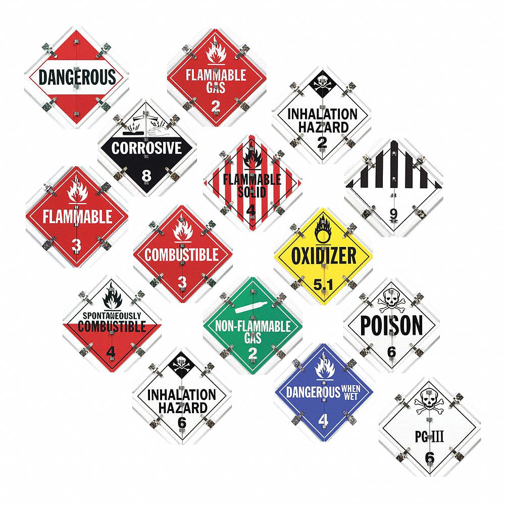 JJ KELLER, Various DOT Classes, 13 3/4 in x 13 3/4 in, DOT Container ...