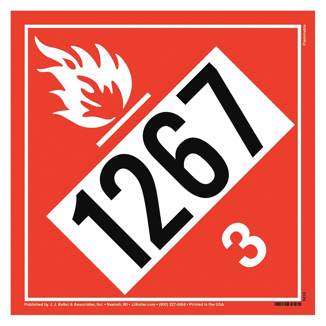 JJ KELLER, Flammable Liquid UN 1267, 10 3/4 in x 10 3/4 in, DOT ...