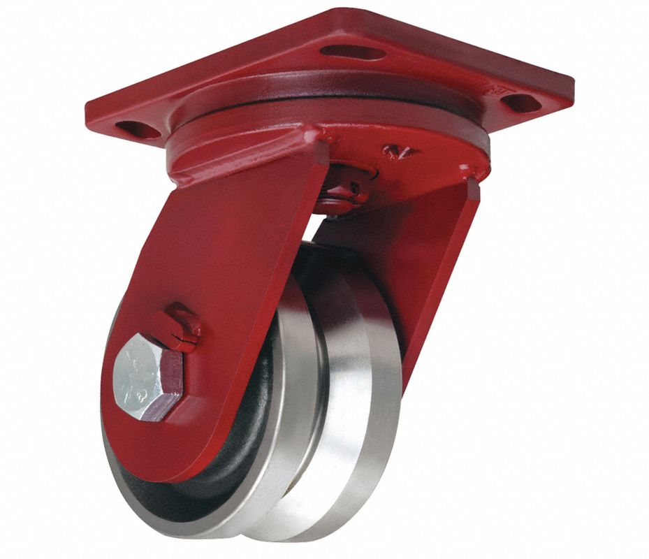 HAMILTON Rodaja con Placa para Riel con Orificio en V, Diá. de la Rueda ...