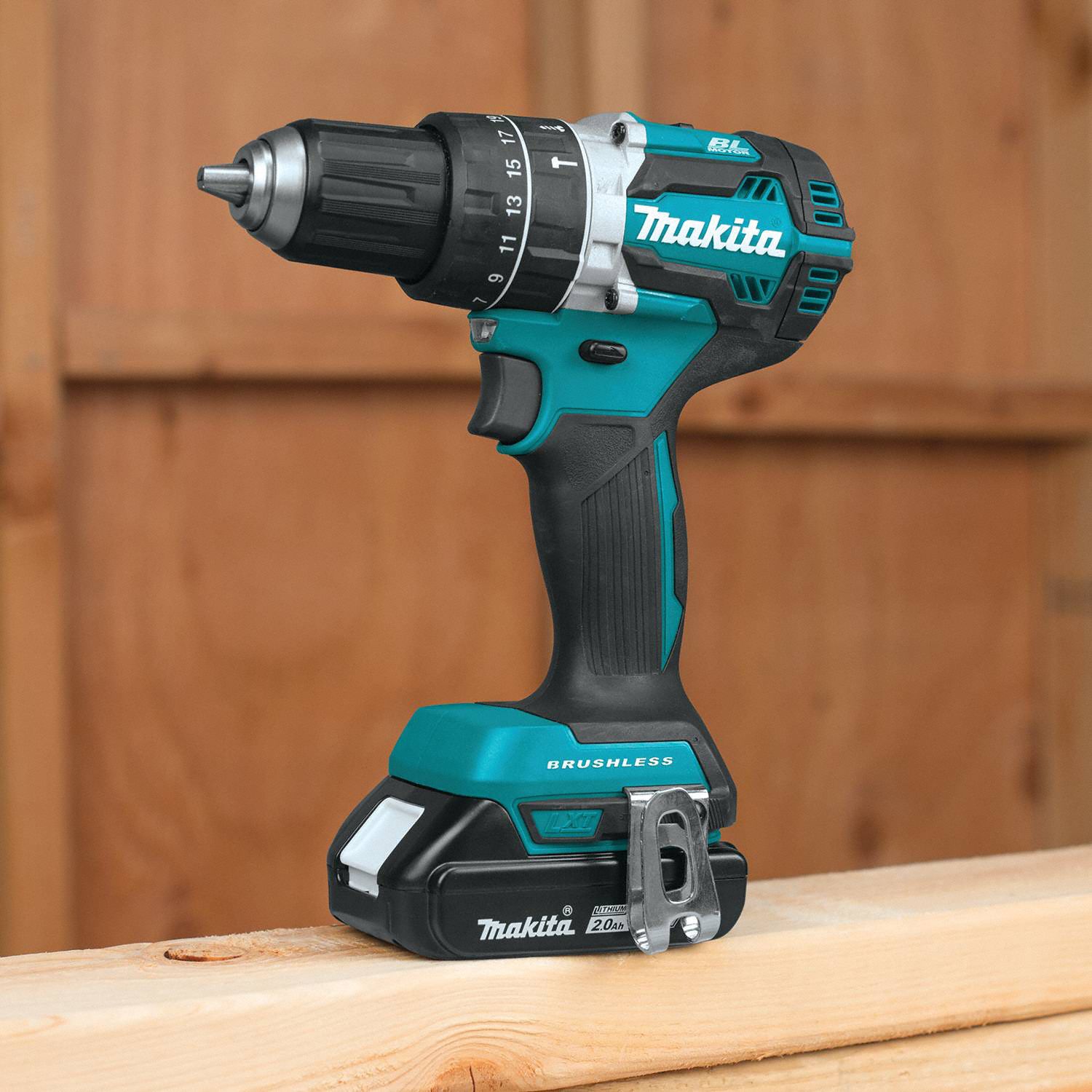 MAKITA Cordless Hammer Drill Kit: 18V DC, Compact Premium, 1/2 in Chuck, 1/2 in Concrete ...