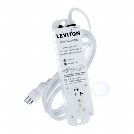 LEVITON, 2 Outlets, Hospital Grade, Surge Protected Outlet Strip ...