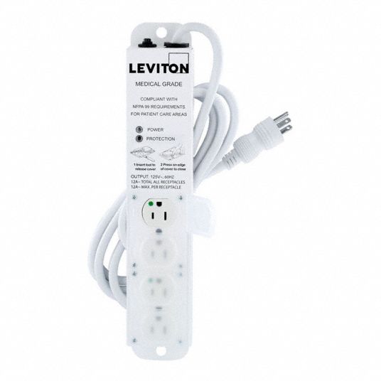 LEVITON, 4 Outlets, Hospital Grade, Surge Protected Outlet Strip ...