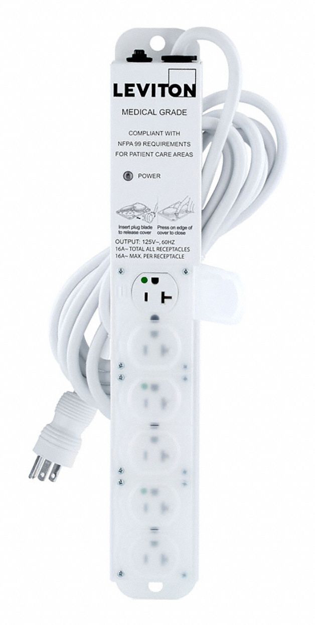 LEVITON, 6 Outlets, 15 ft Cord Lg, Outlet Strip - 791EE0|5306M-2N5 ...