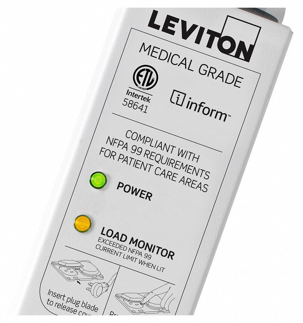 LEVITON Outlet Strip: 4 Outlets, 15 ft Cord Lg, 15 A Max. Amps - 791EC6 ...