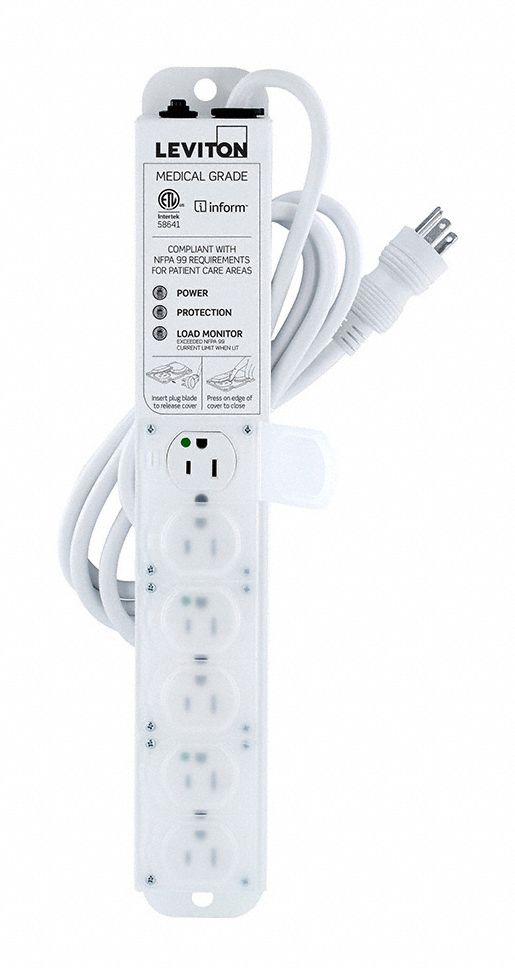 LEVITON, 6 Outlets, Hospital Grade, Surge Protected Outlet Strip ...