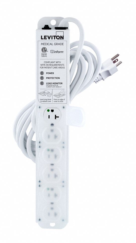LEVITON, 6 Outlets, Hospital Grade, Surge Protected Outlet Strip ...