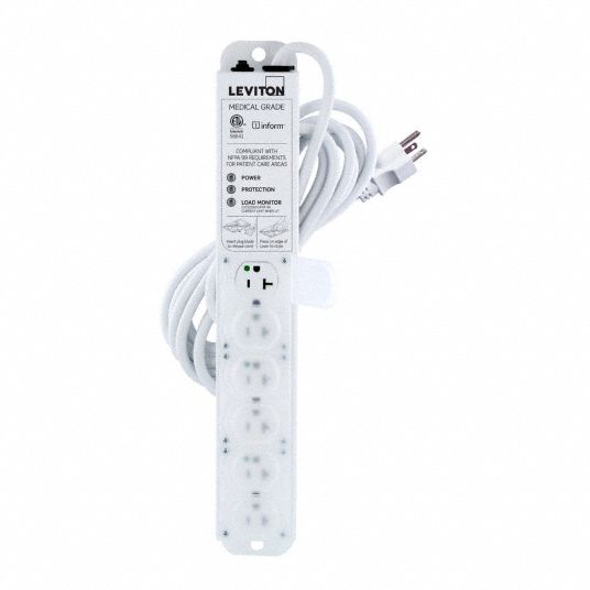 LEVITON, 6 Outlets, Hospital Grade, Surge Protected Outlet Strip ...