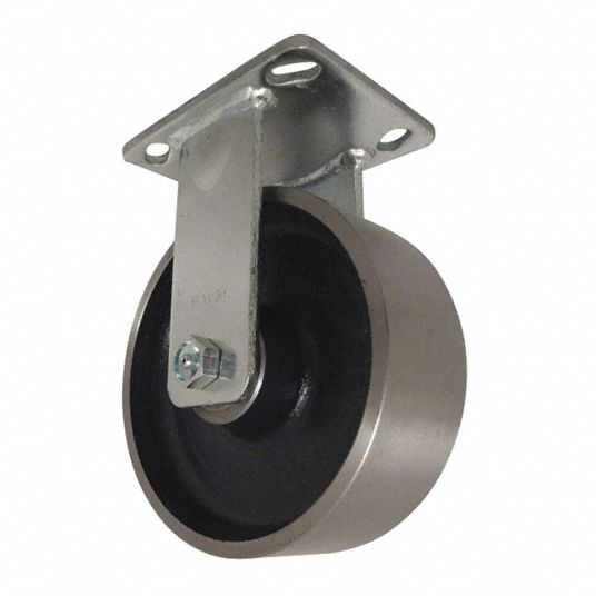 Plate Caster, Rigid, Steel, 1800 lb, 6 in Wheel Dia. - Grainger