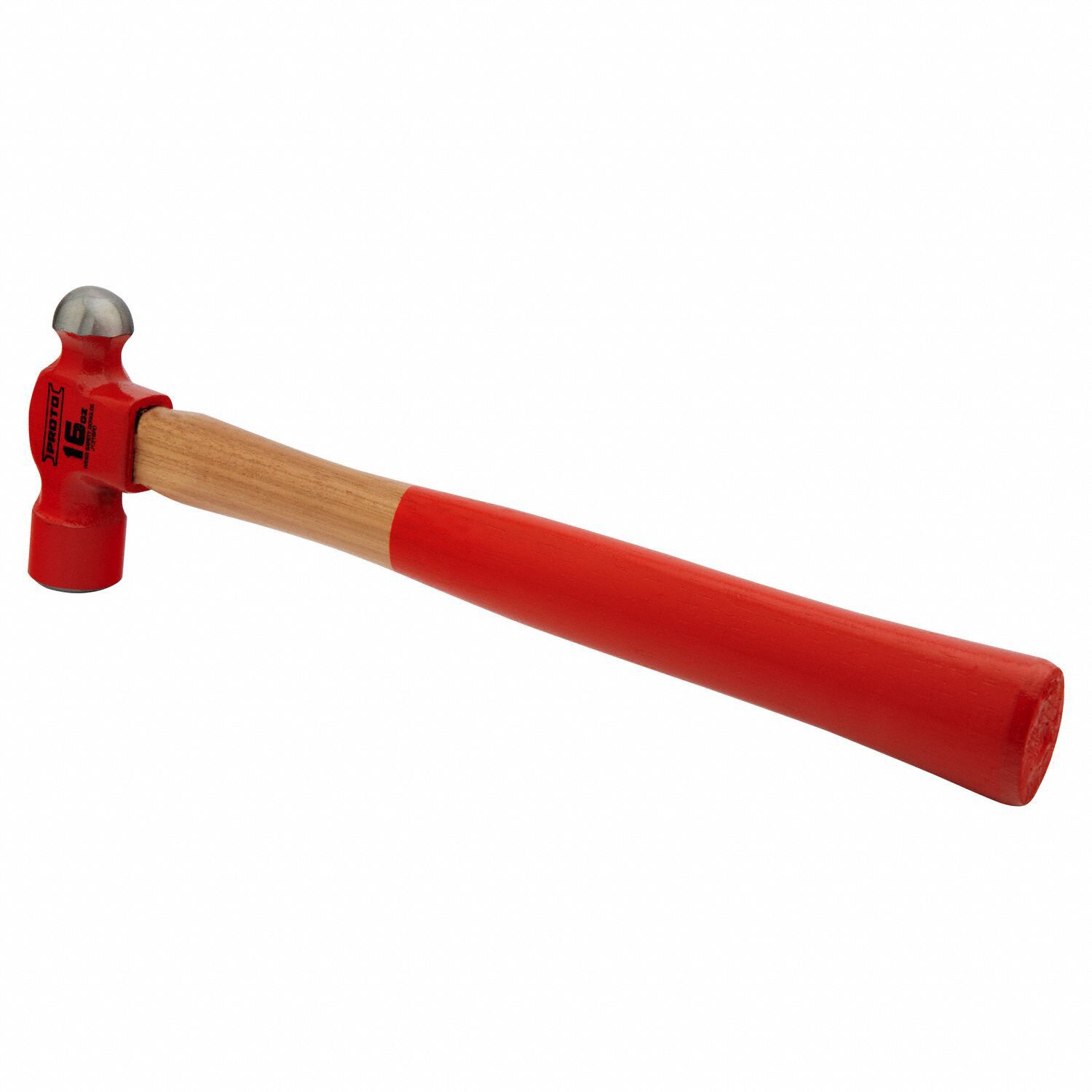 PROTO Hammer: Wood, Steel, 16 oz Head Wt, 1 1/4 in Face Dia, 15 in ...