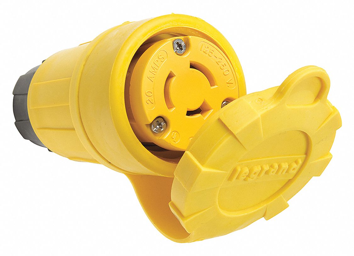 LEGRAND 20 Amp Industrial Grade Watertight Locking Connector, 20A, Non ...
