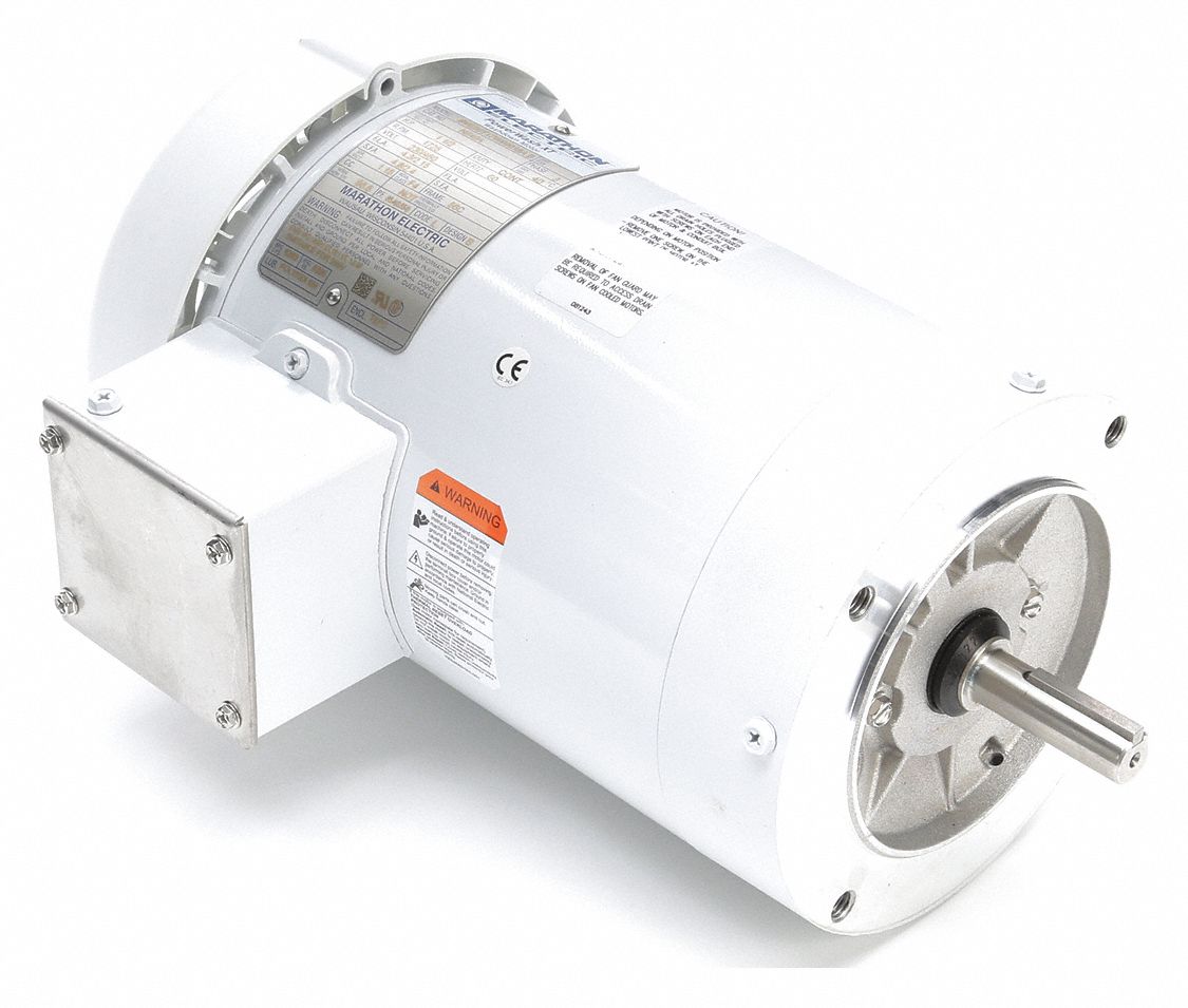 Washdown Motor, 1-1/2 HP, 3-Phase, Nameplate RPM 1725, Voltage 230/460 ...