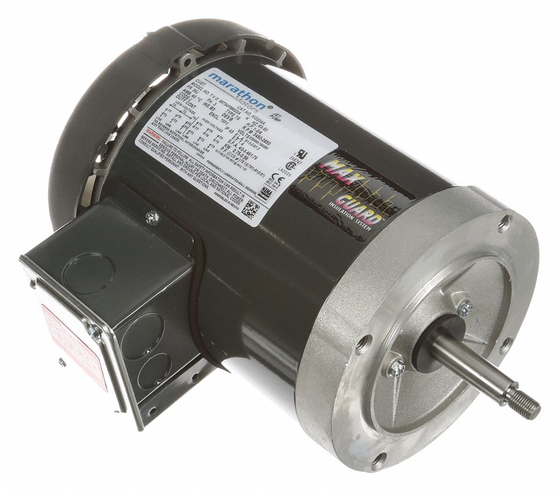 1 HP Jet Pump Motor, 3-Phase, 3450 Nameplate RPM, 230/460 Voltage, 56J ...