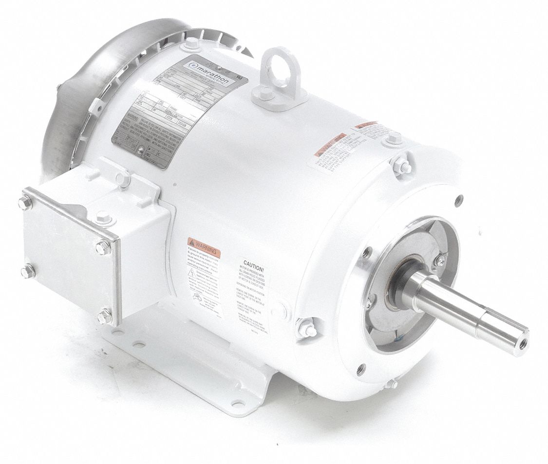 Washdown Close Coupled Pump Motor, 5 HP, 3-Phase, Nameplate RPM 1760 ...