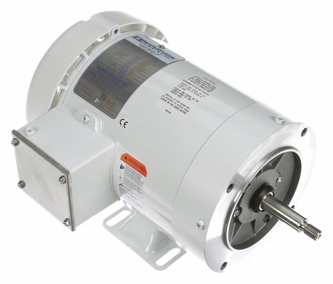 Washdown Jet Pump Motor, 1-1/2 HP, 3-Phase, Nameplate RPM 3490, Voltage ...