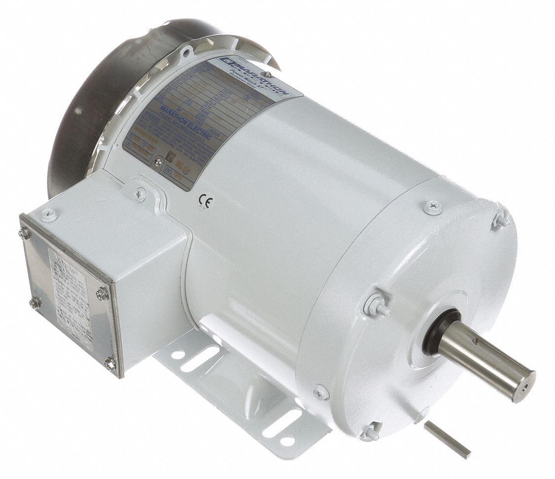 Washdown Motor, 1 HP, 3-Phase, Nameplate RPM 1760, Voltage 230/460 ...