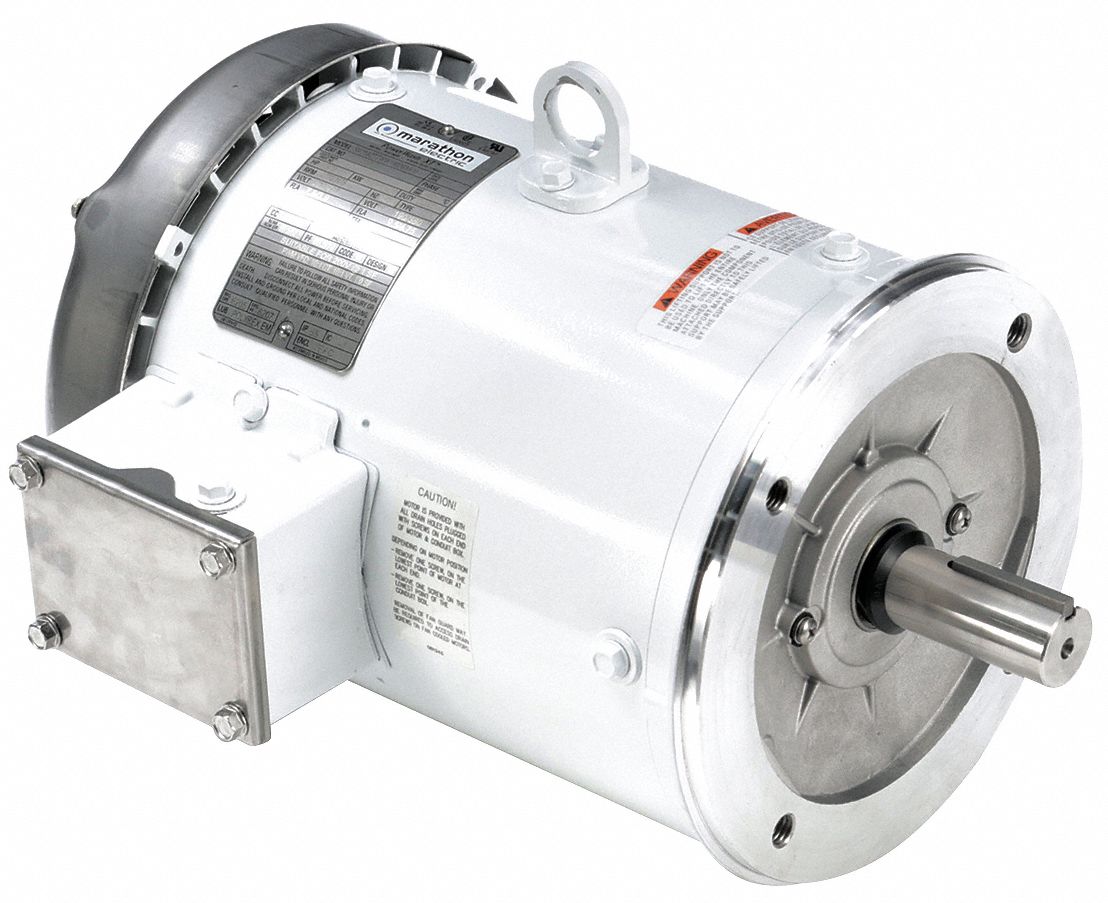 Washdown Motor, 3 HP, 3-Phase, Nameplate RPM 1770, Voltage 230/460 ...