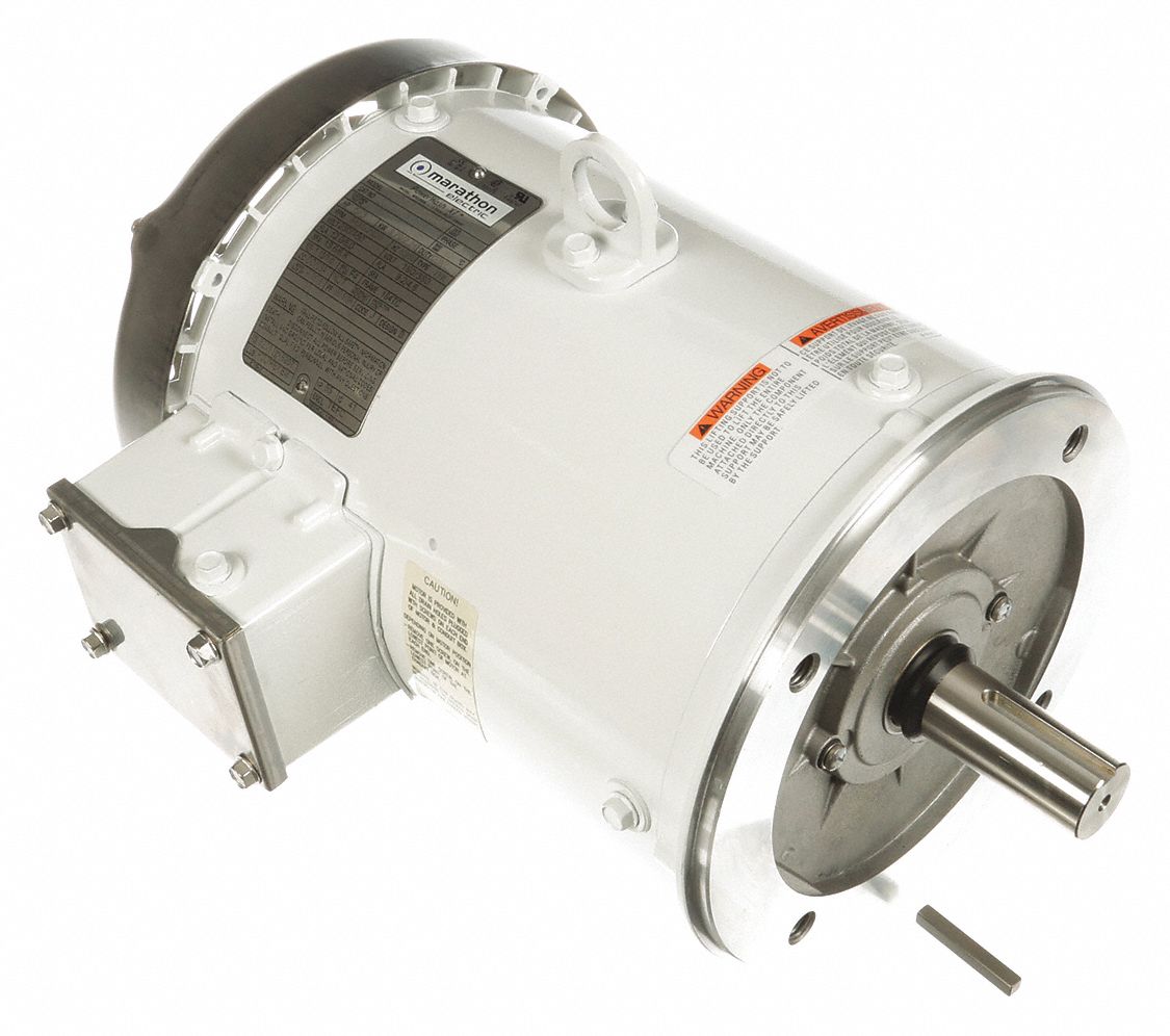 Washdown Motor, 5 HP, 3-Phase, Nameplate RPM 3495, Voltage 230/460 ...