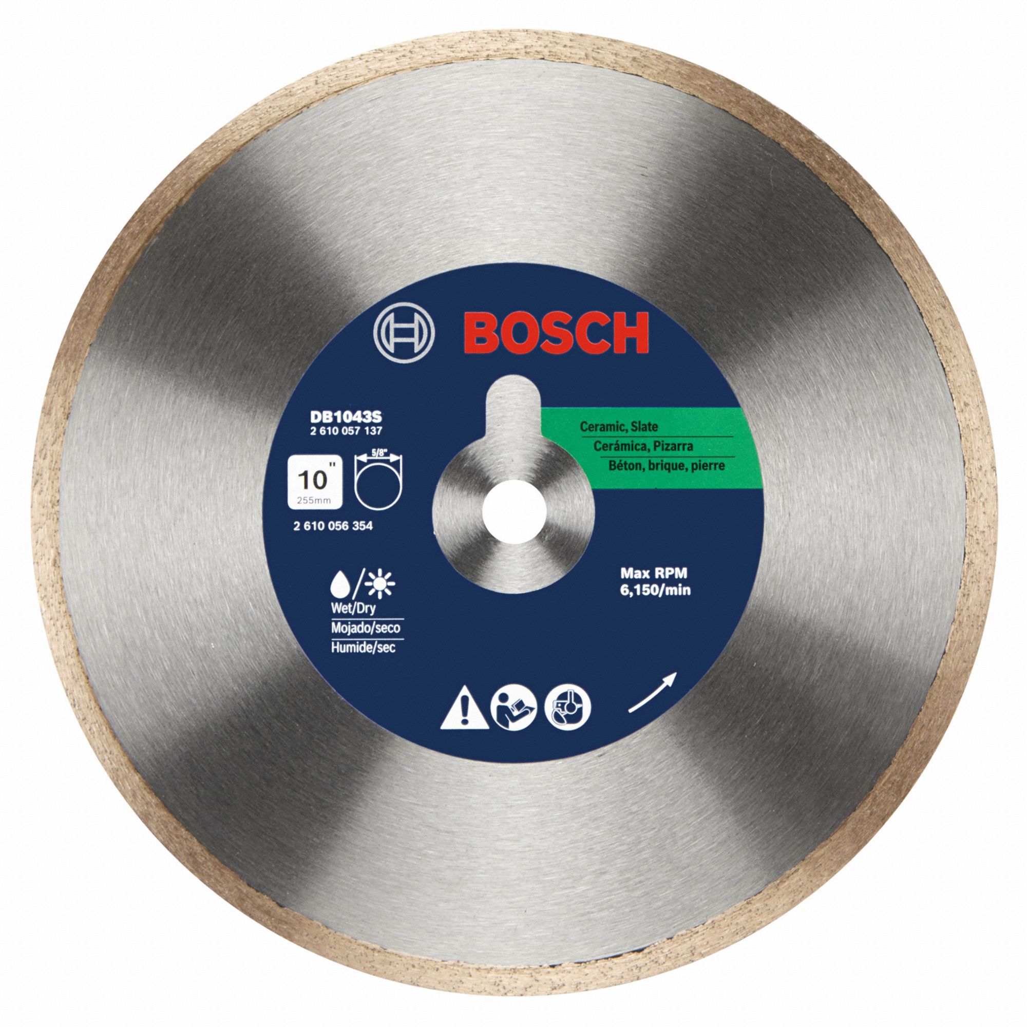 BOSCH, Ceramic/Slate, 10 in Blade Dia., Diamond Saw Blade - 53DM20 ...
