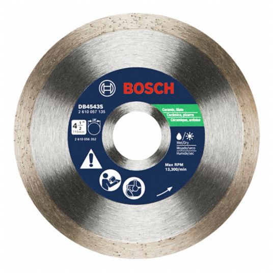 BOSCH, Ceramic/Slate/Stone, 4 1/2 in Blade Dia., Diamond Saw Blade ...