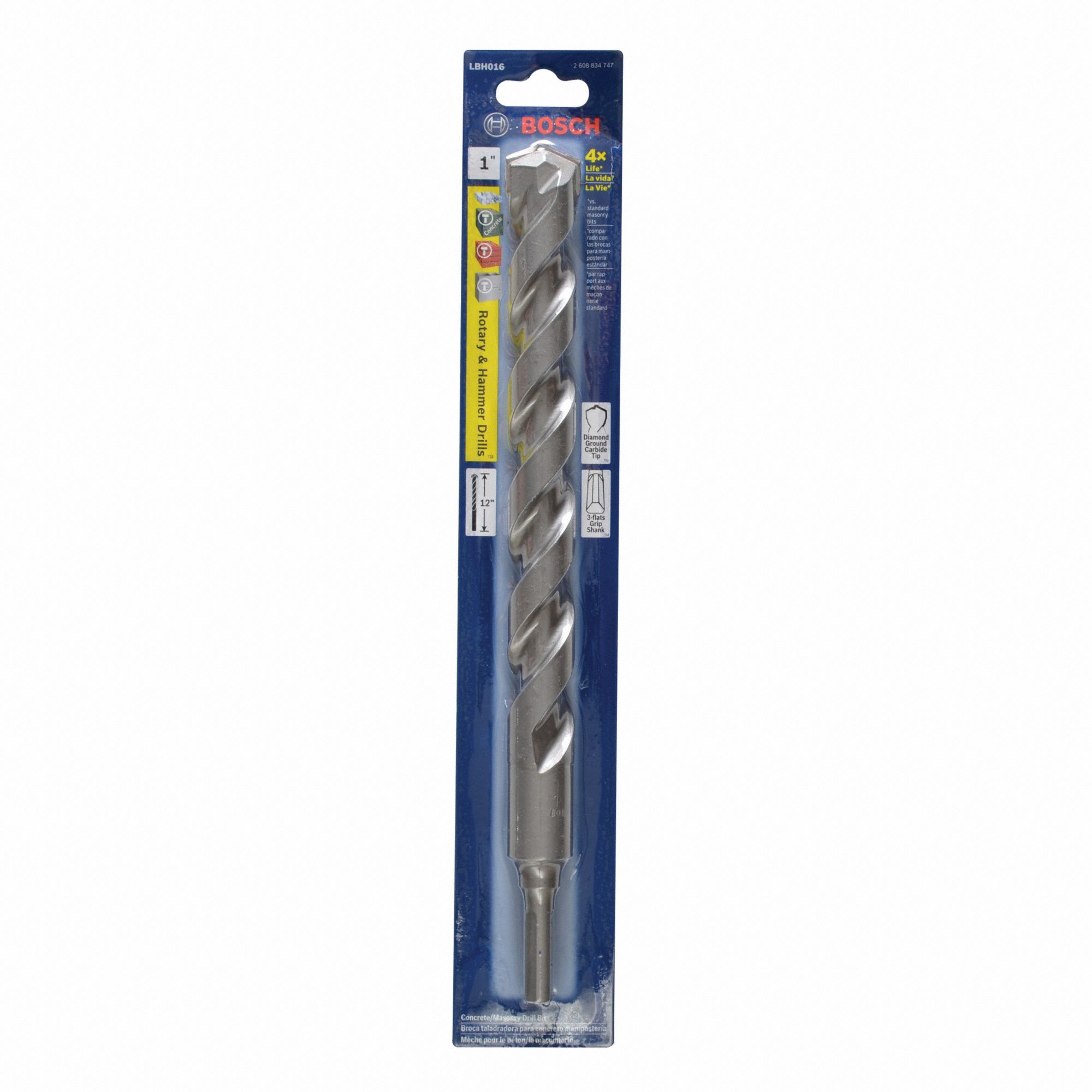 BOSCH Round Hammer Drill: 1 in Drill Bit Size, 10 in Max Drilling Dp ...