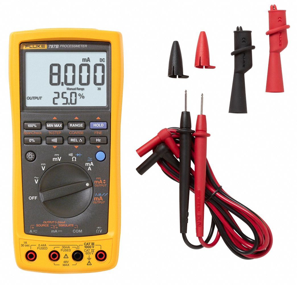 FLUKE Digital Multimeter: 0 to 30 mA DC, 0 to 1000 V AC/DC, 400mV/4/40 ...