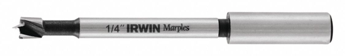 IRWIN, 1/4 in Drill Bit Size, 3 1/2 in Overall Lg, Wood Drilling Bit ...