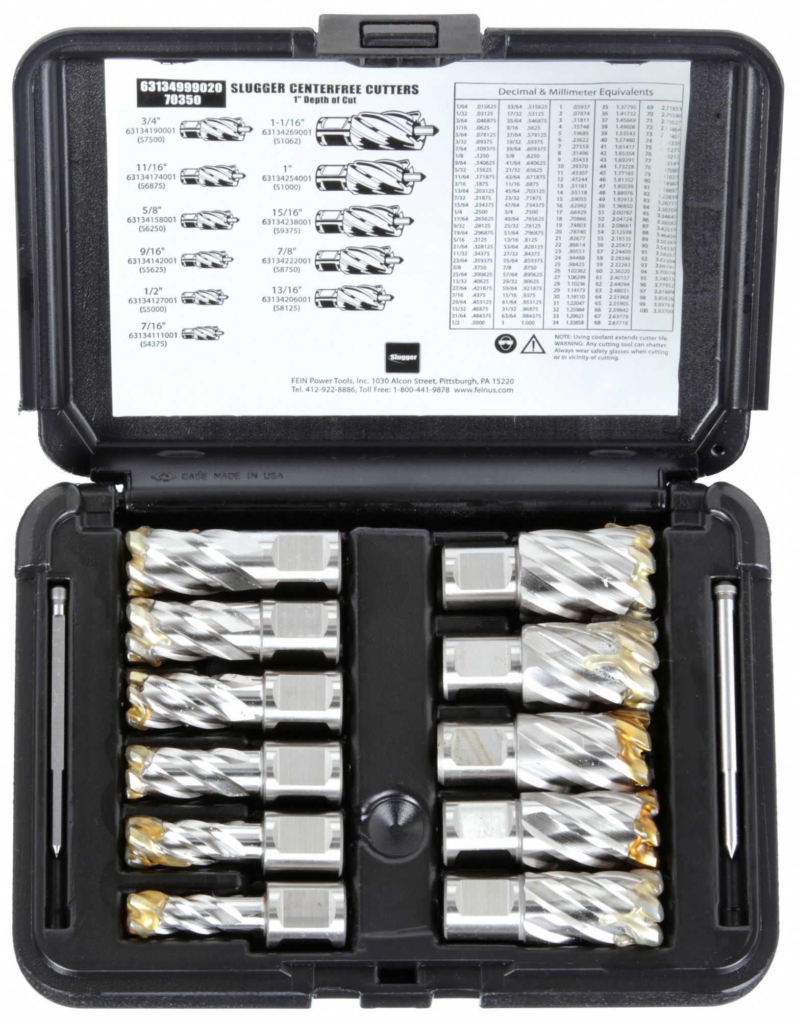 SLUGGER BY FEIN, 1 in Max Cutting Dp, Pilot Pin Included, Annular ...