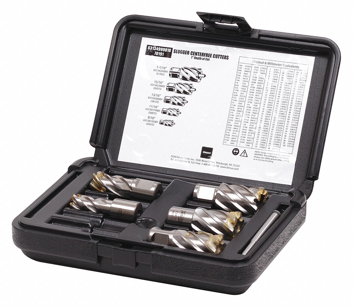 SLUGGER BY FEIN Annular Cutter Set: 1 in Max Cutting Dp, Pilot Pin ...