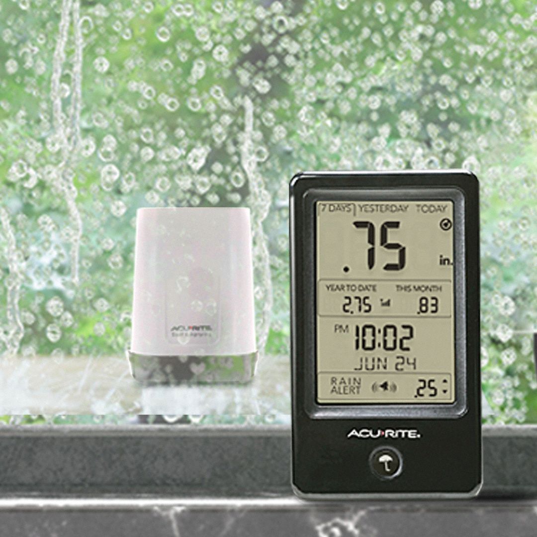 ACURITE Rain Gauge: 99.9 in Max. Rain, 30 m Range, (2) AA - Gauge/(3 ...
