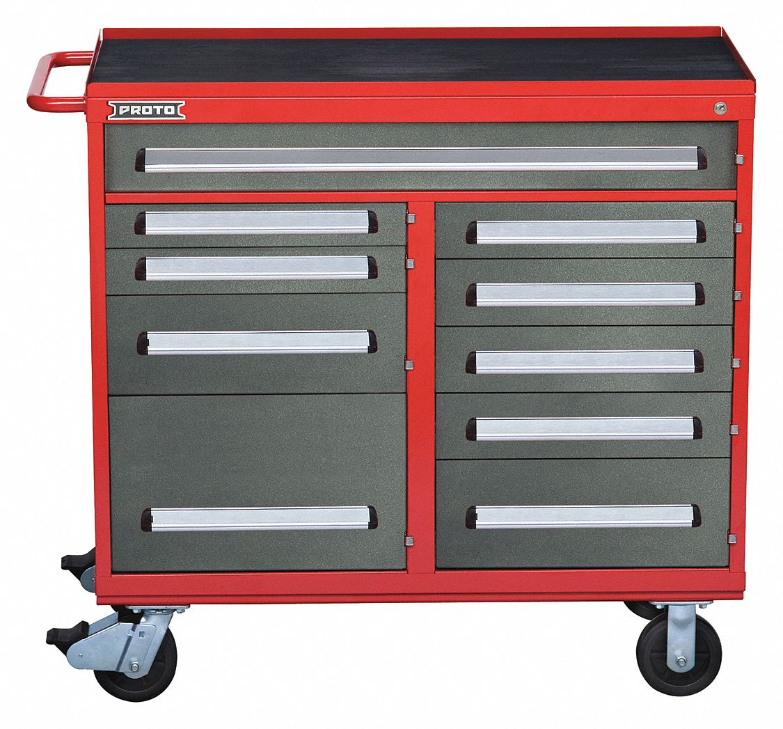 PROTO, Red / Gray Drawer, 45 in W x 21 3/8 in D x 42 1/2 in H, Rolling ...