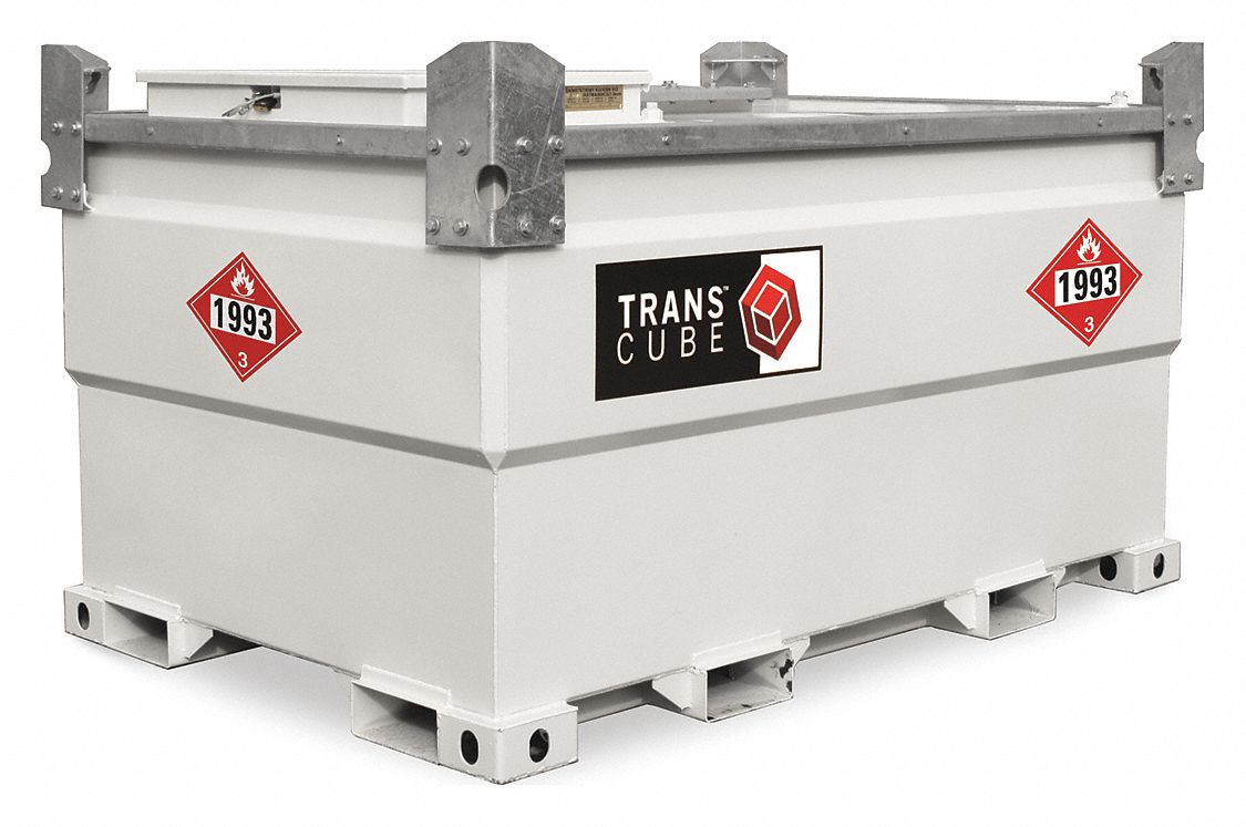 TRANSCUBE White Square Gas/Diesel Fuel Tank, 793 gal Capacity, 11 Gauge ...