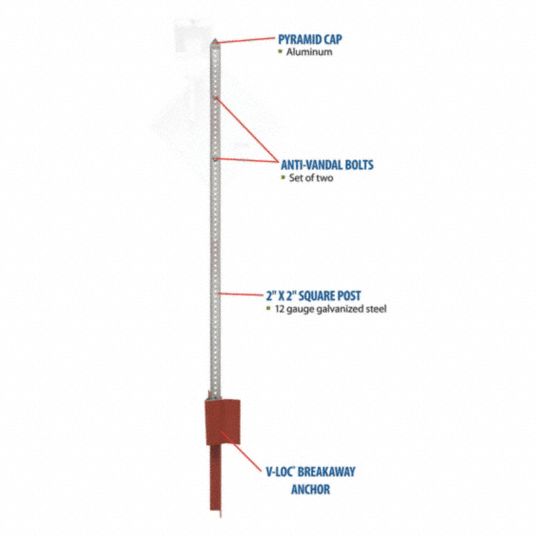 TAPCO Breakaway Post Kit: 2 in x 2 in Square, Breakaway Feature, 12 ft ...
