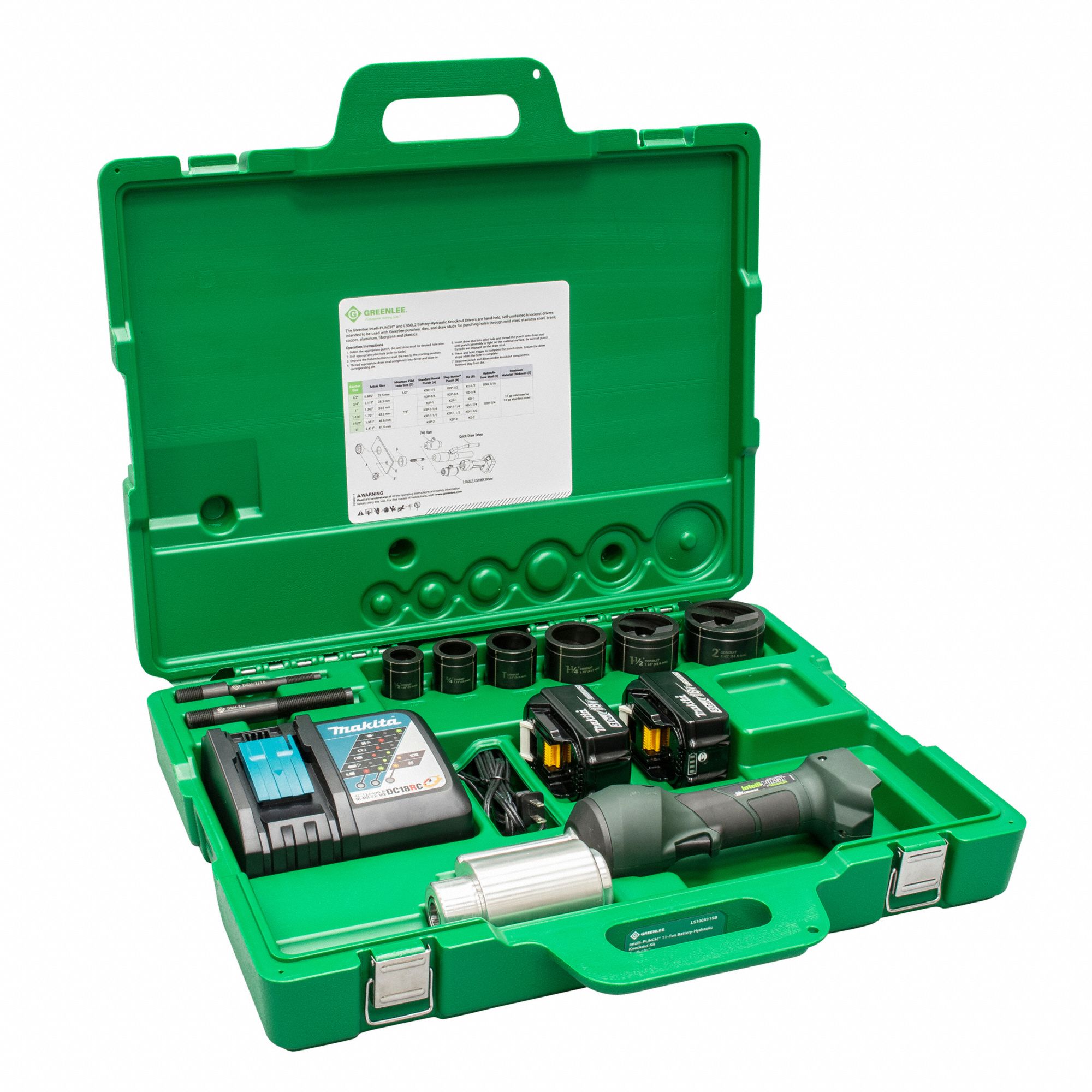 GREENLEE Knockout Tool Kit: 18V DC, 4 in Punching Capacity (Steel), For ...