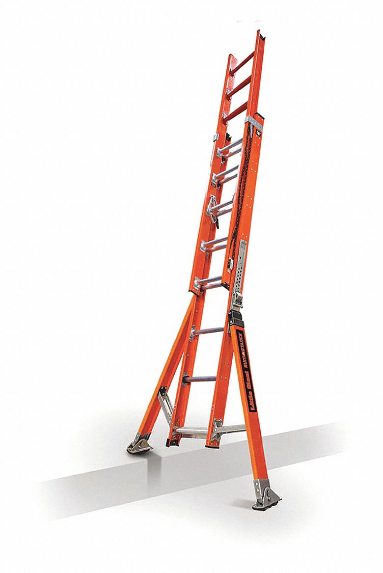 16 ft Fiberglass Extension Ladder, 375 lb Load Capacity, 48.0 lb Net ...