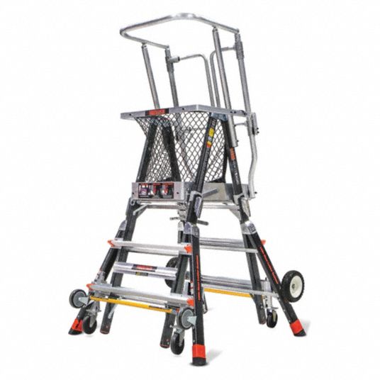 LITTLE GIANT, Fiberglass, 375 lb Load Capacity, Platform Stepladder ...