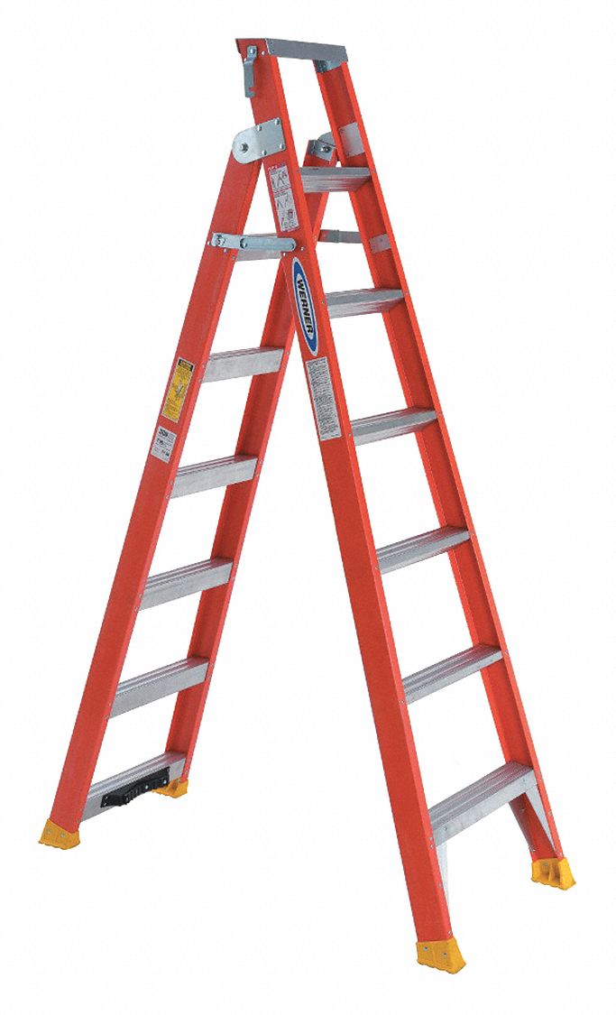 WERNER, Fiberglass, 300 lb Load Capacity, Multipurpose Ladder - 53KC27 ...