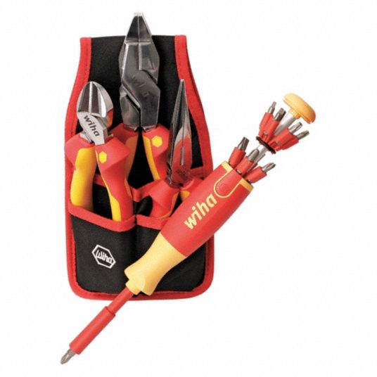 WIHA, 17 Total Pcs, Drivers and Bits/Pliers, Insulated Tool Set ...