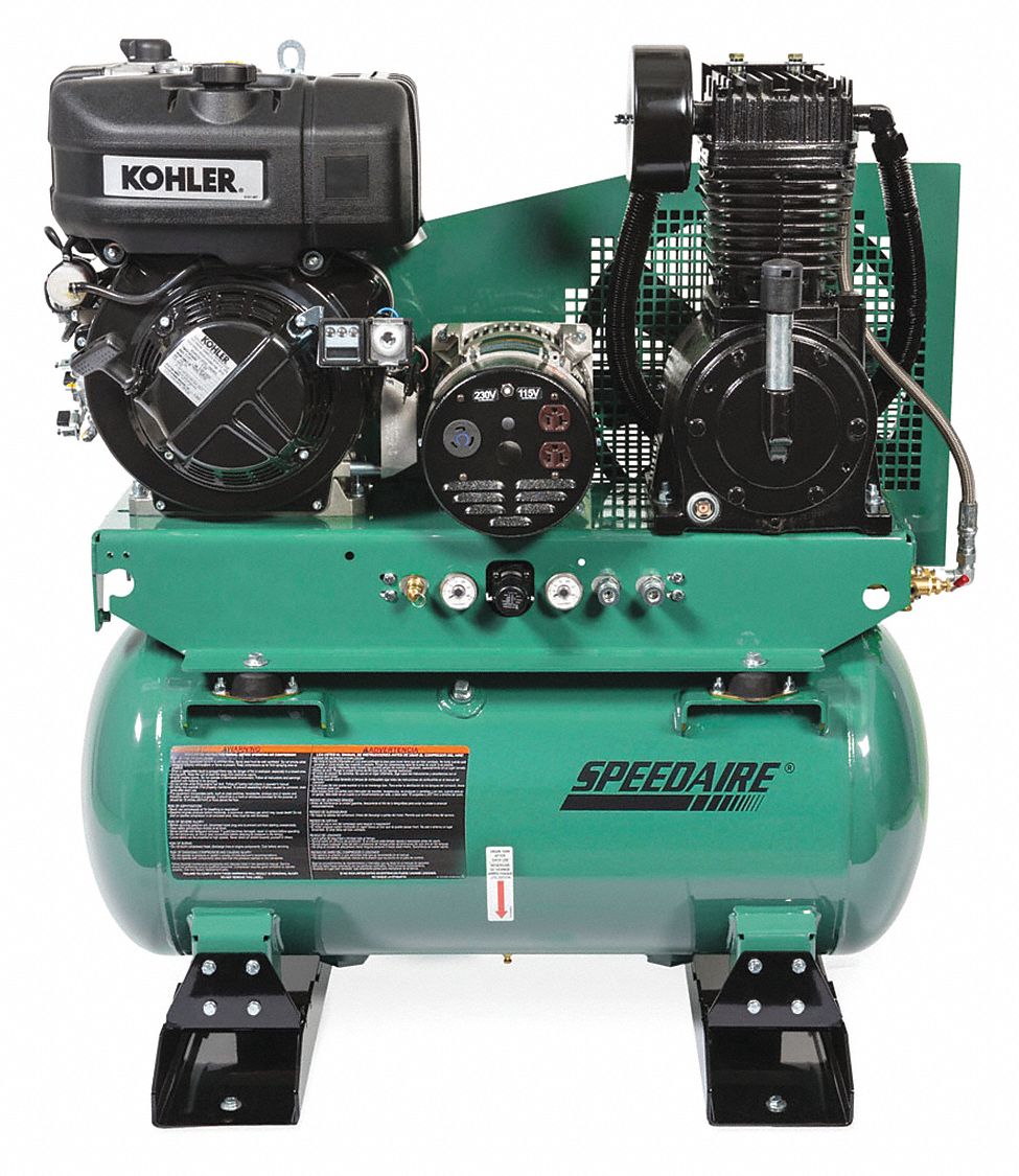 SPEEDAIRE, 2 Stage, 9 1/10 hp Engine, Stationary Air Compressor ...