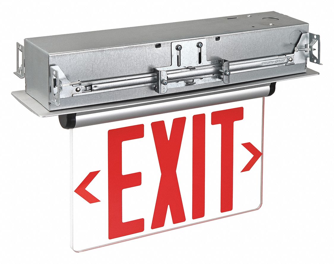 LUMAPRO Exit Sign: 1 Faces, Red, Aluminum, Universal Field Selectable ...