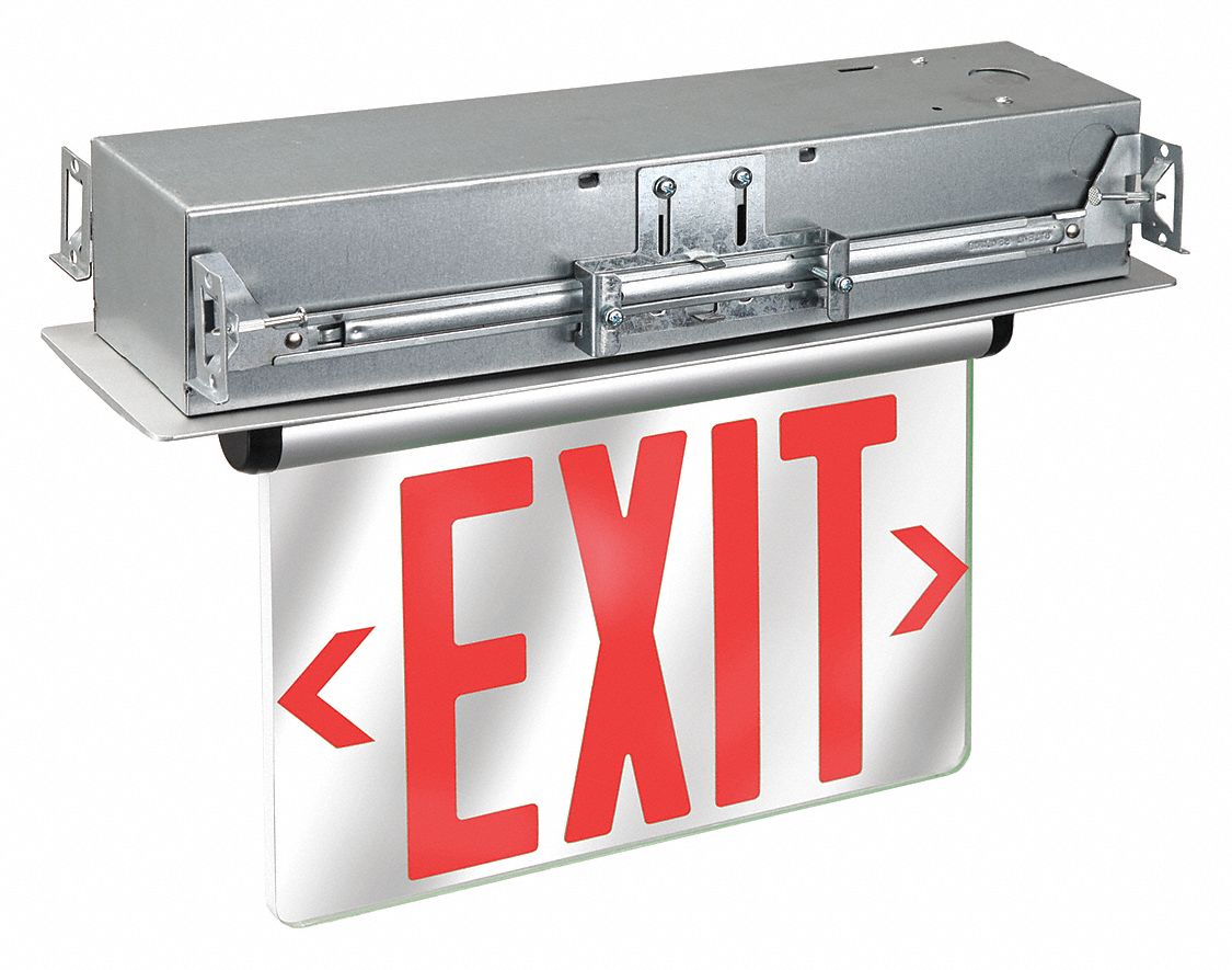 LUMAPRO Exit Sign: 2 Faces, Red, Aluminum, Universal Field Selectable ...