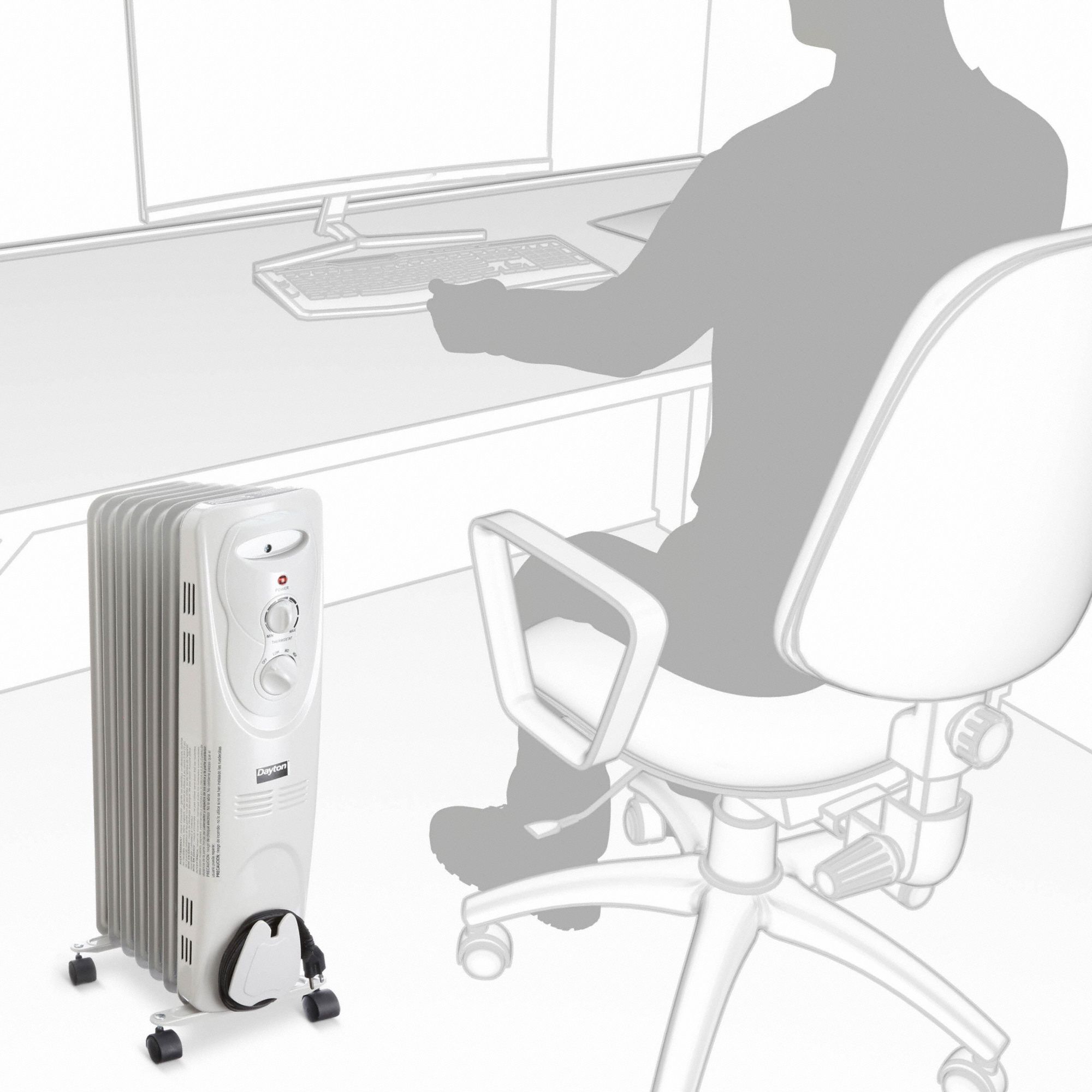 DAYTON Portable Electric Heater: 1500W, Mechanical Controls/Overheat ...