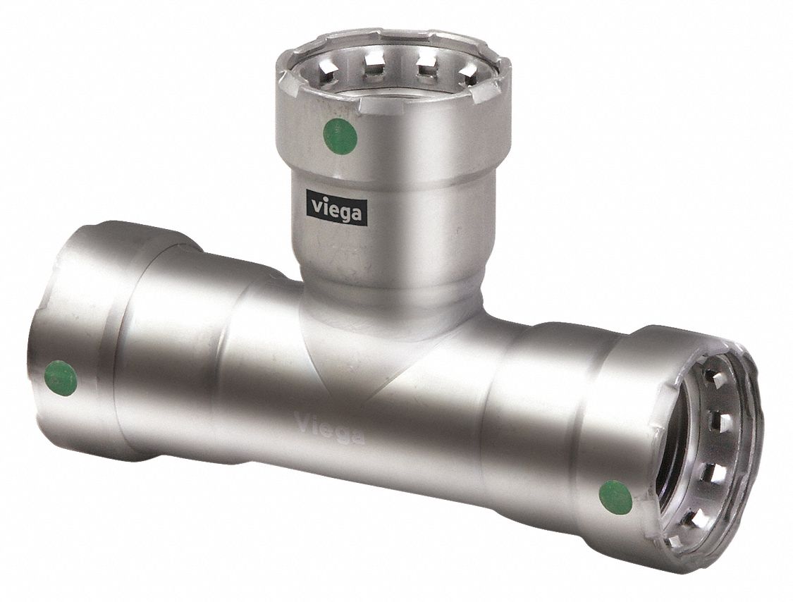 VIEGA MEGAPRESS, 2 in Pipe x 2 in Pipe x 2 in Pipe Size, EPDM, Crimp ...