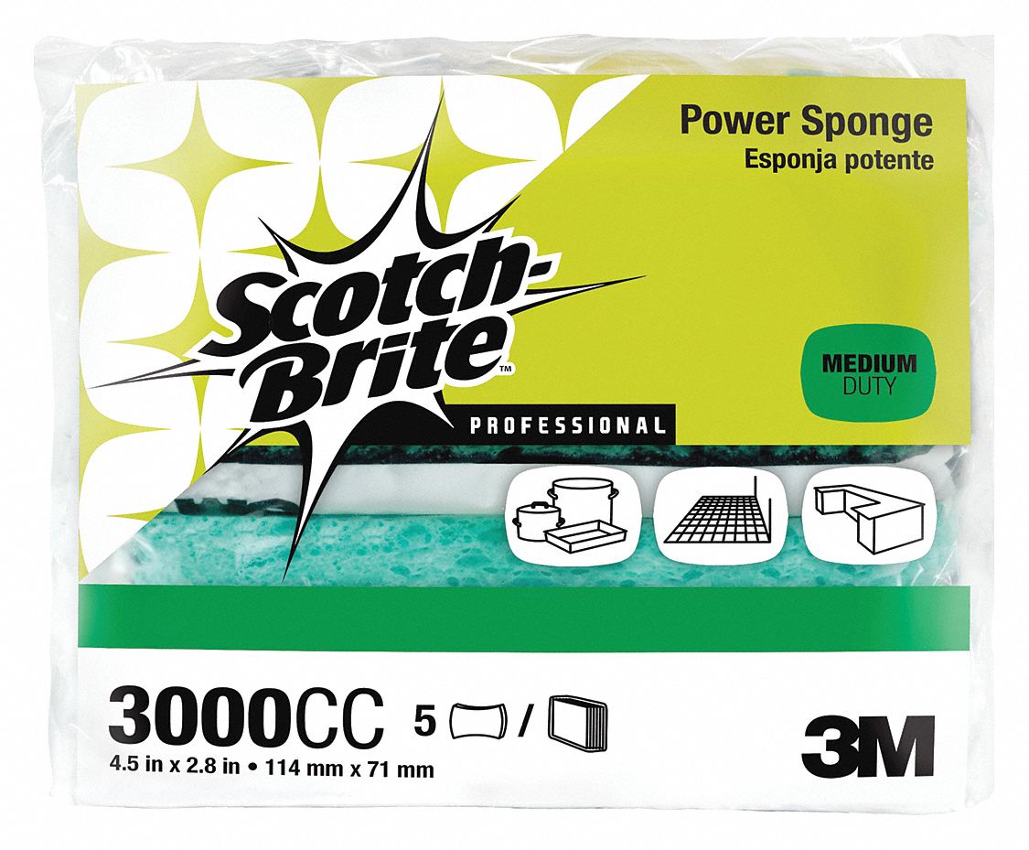 SCOTCH-BRITE, Cellulose/Fiber/Mineral/Resin, 4 1/2 in Lg, Scrubber ...