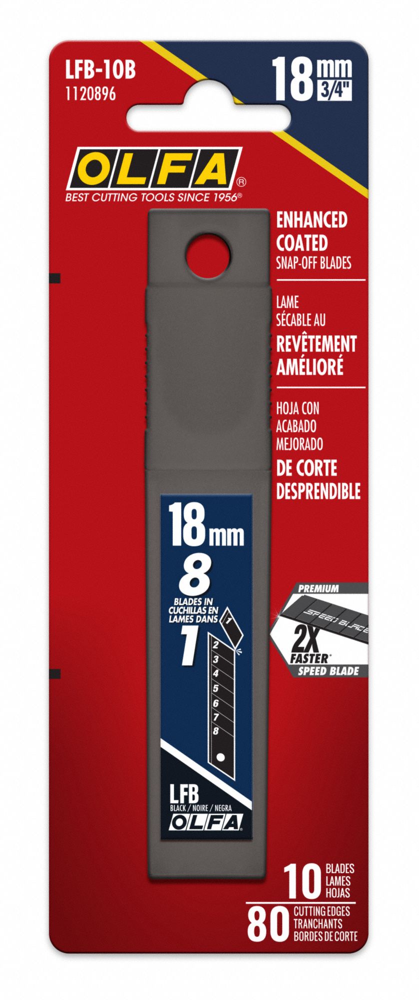 OLFA Snap-Off Blade: 4 7/16 in Blade Lg, 11/16 in Blade Wd, 0.02 in ...