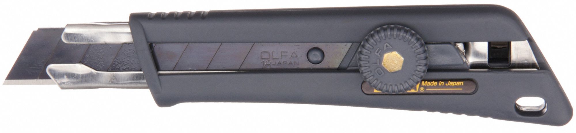 OLFA Utility Knife: 6 1/2 in Overall Lg, Rubberized, 8 Segments, 0 ...