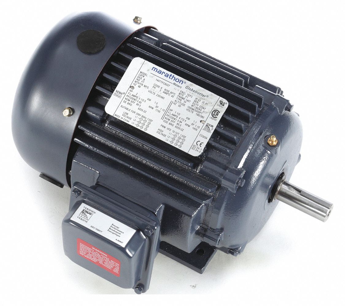 MARATHON MOTORS, Totally Enclosed Fan Cooled, Rigid Base Mount, General ...