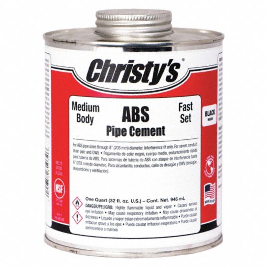 CHRISTY'S, 16 fl oz, Black, Pipe Cement - 53UH35|RH-ABS-PT-12 - Grainger