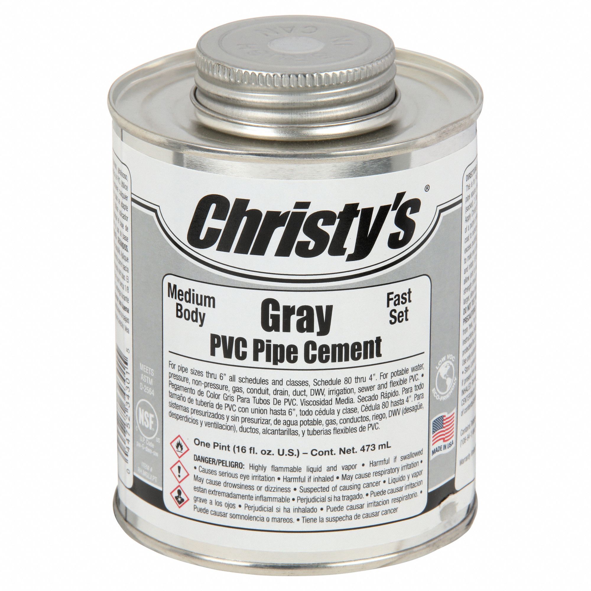 CHRISTY'S, PVC Cement, 16 fl oz, Pipe Cement - 53UH52|RH-MGLV-PT-12 - Grainger
