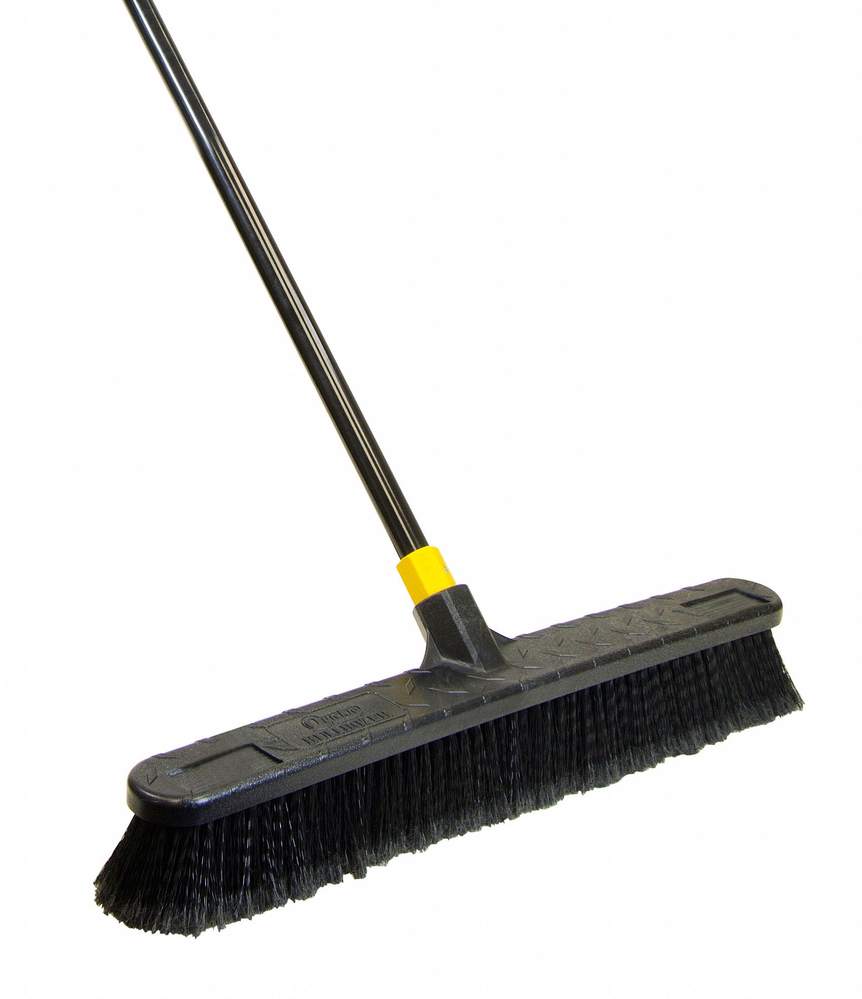 QUICKIE Push Broom: 24 in Sweep Face, Soft, Natural, Black Bristle, 3 1 ...
